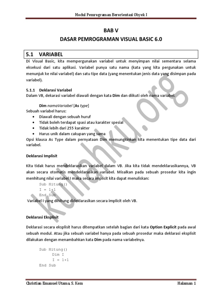 BAB 5 - Dasar Pemrograman | PDF