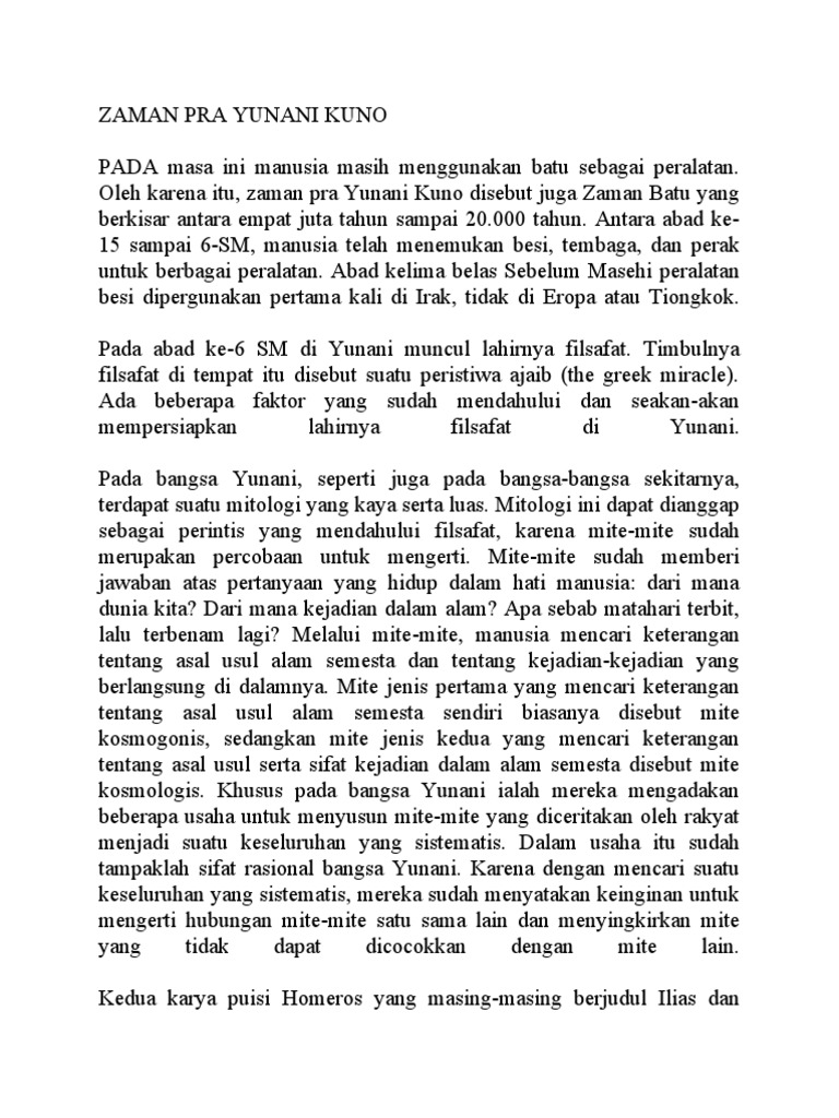 Zaman Pra Yunani Kuno | PDF