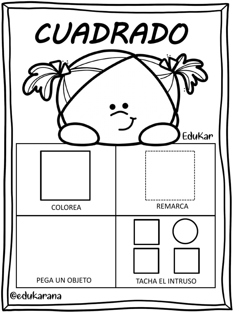 Página Para Colorear Cuadrada Para Preescolar Colorea Y Aprende
