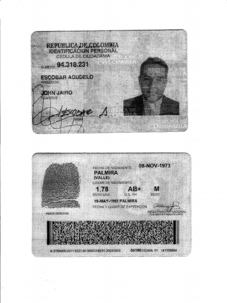 Cedula Jhon Jairo | PDF