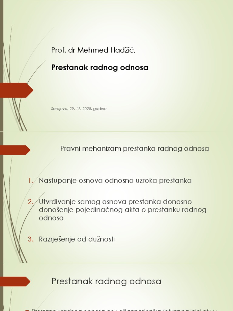 Prestanak Radnog Odnosa | PDF
