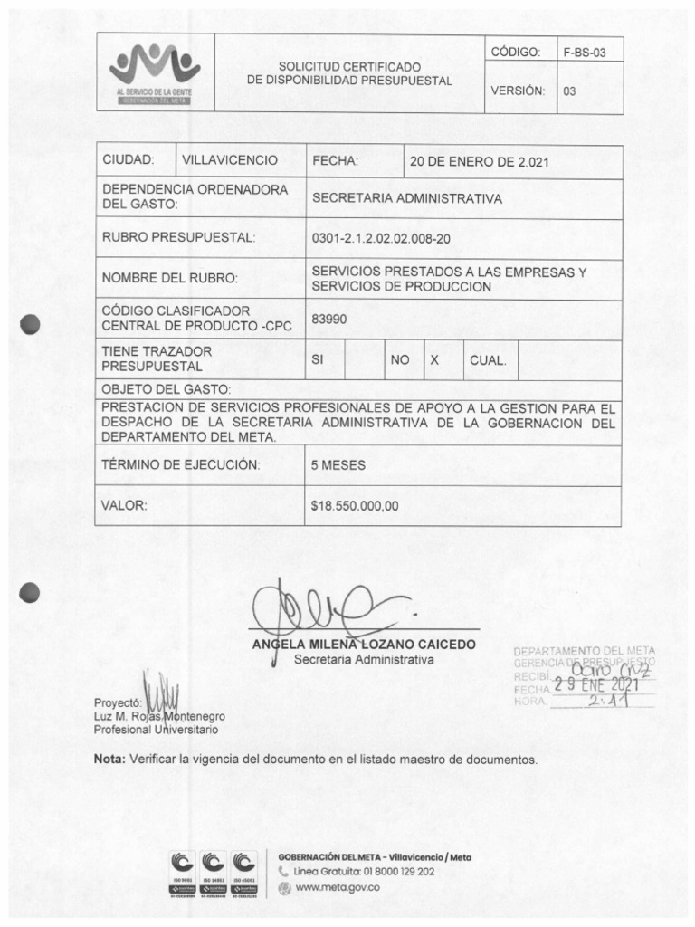 Solicitud de CDP y CDP | PDF