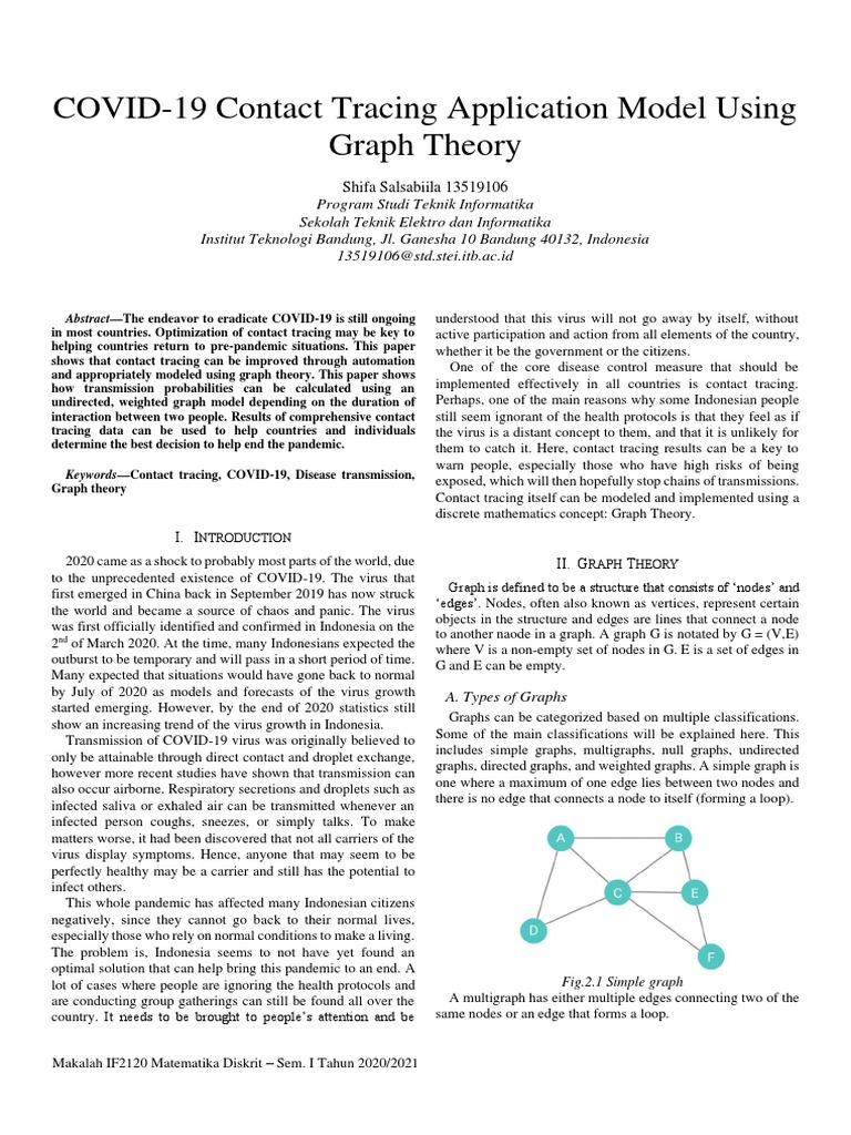 Covid 19 Contact Tracing Application Using Graph Theory | Download Free PDF | Vertex (Graph ...