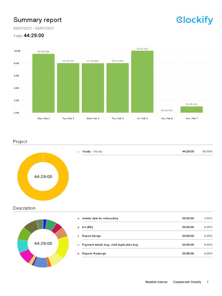 Clockify Summary Report 02 01 2021-02 07 2021 | PDF