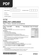 AQA GCSE Nov 2021 English Language Past Paper 1 | PDF
