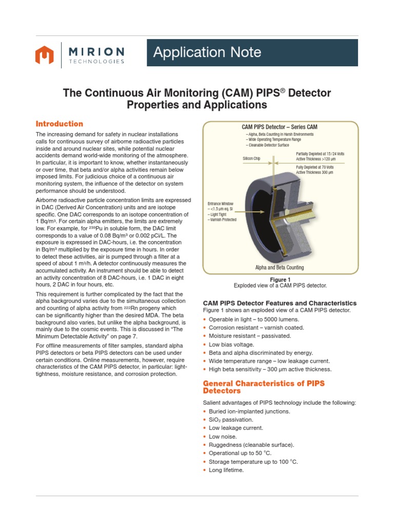 CAM PIPS Detector Properties App Note C39167 | PDF | Gamma Ray ...
