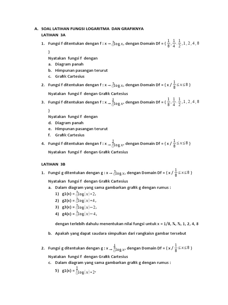 Soal Latihan Fungsi Logaritma Kelas 11 | PDF