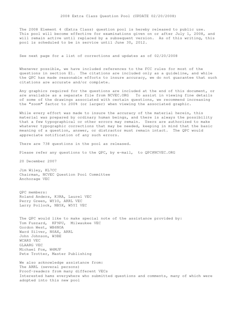 Ham Radio Extra Class Question Pool | PDF | Amateur Radio | Antenna (Radio)