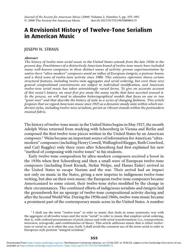 American Twelve-Tone Serialism History | PDF | Modernism (Music ...
