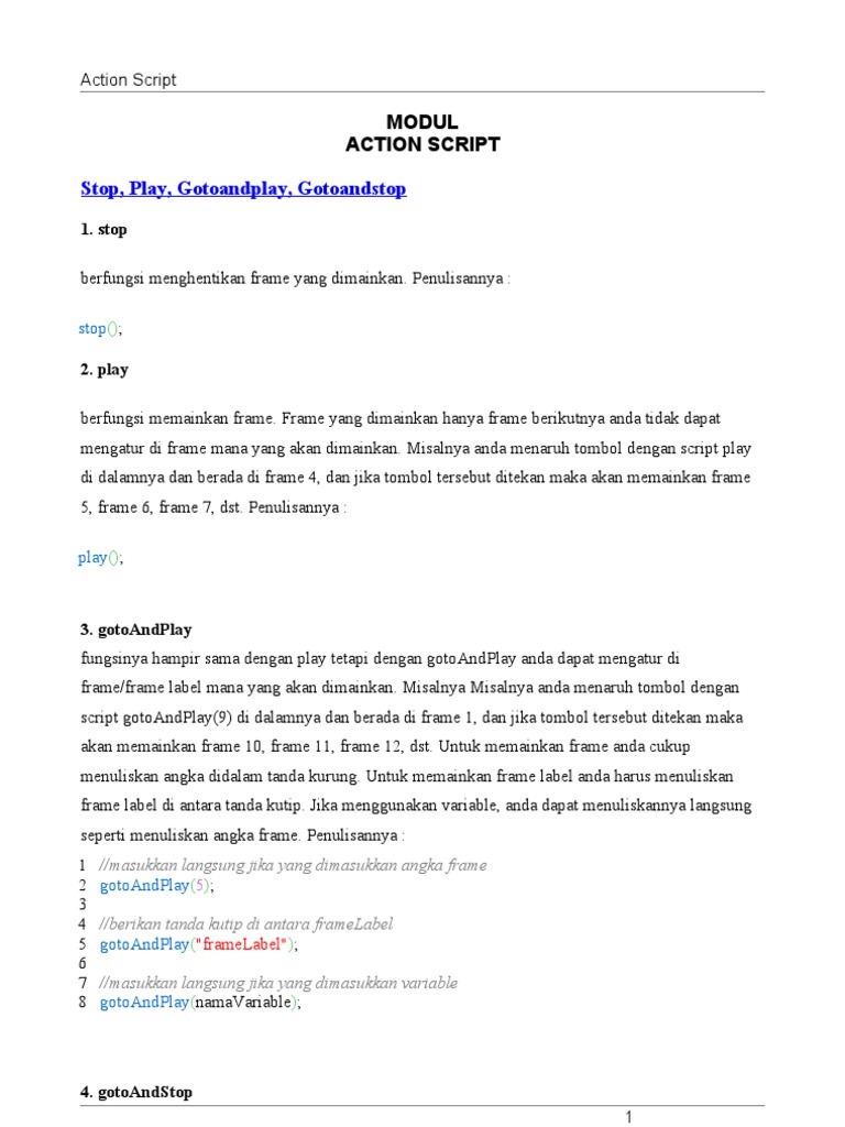 Panduan Dasar ActionScript | PDF