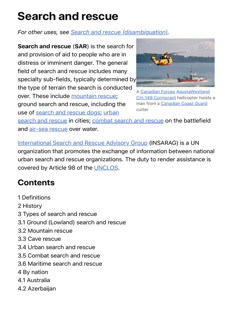 Search and Rescue - Wikipedia | PDF | Search And Rescue | Emergency ...