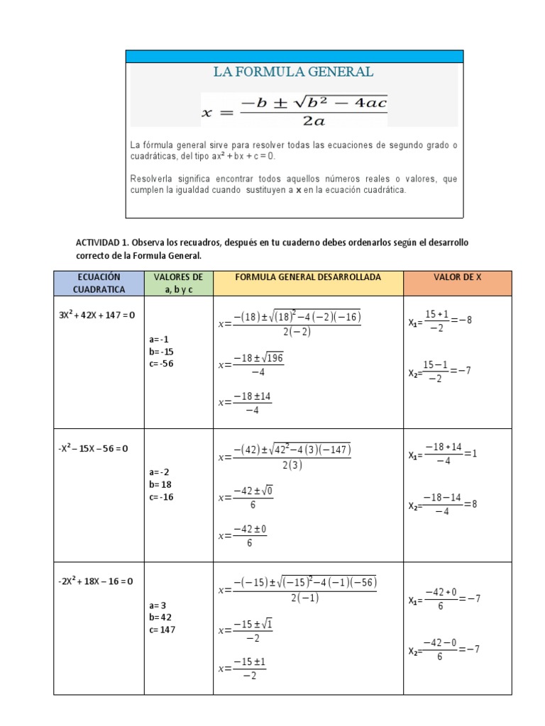 Formula General | PDF | Objetos matemáticos | Álgebra