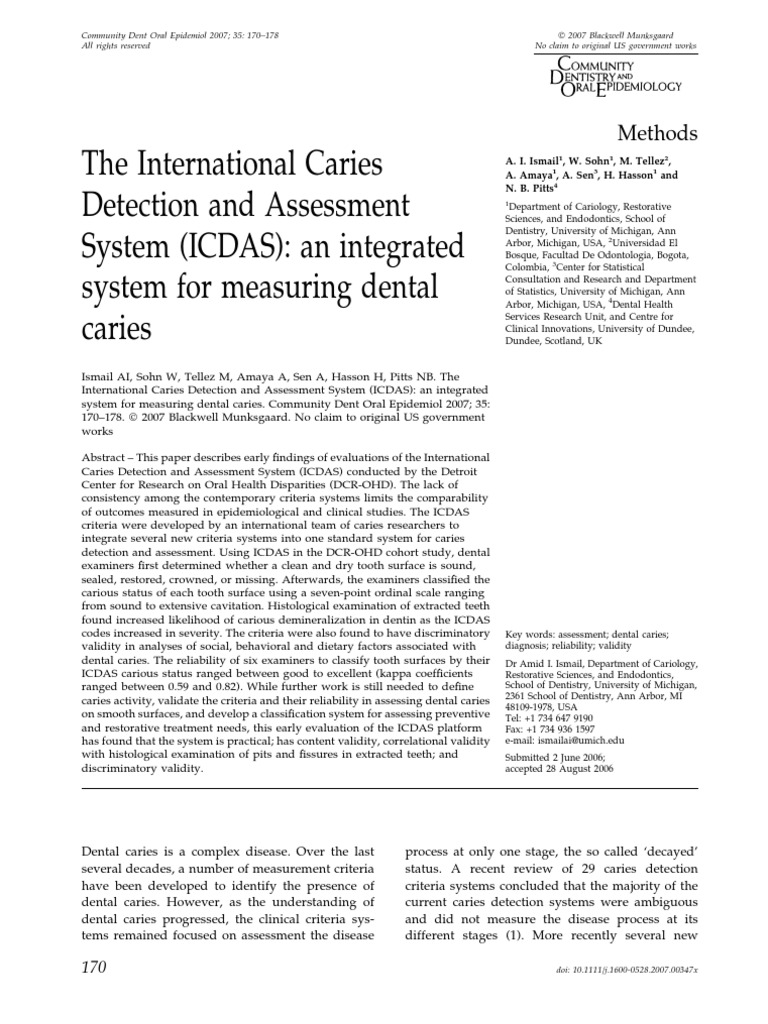 Icdas I | PDF | Tooth Enamel | Human Tooth