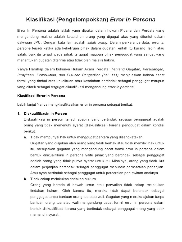 Pembahasan Error in Persona | PDF