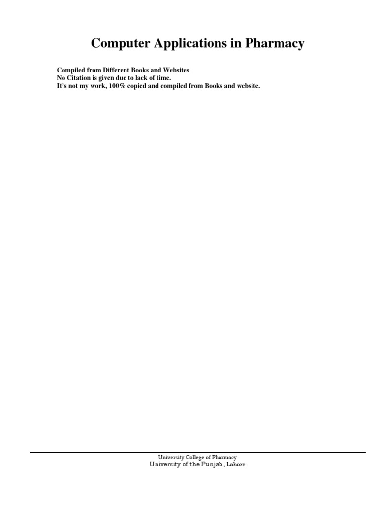 Computer Application in Pharmacy | PDF | Personal Computers | Random ...