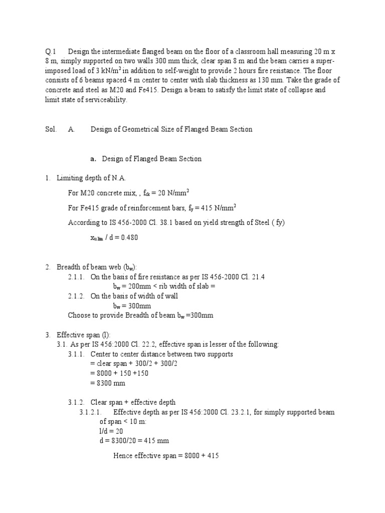 A. Design of Flanged Beam Section | PDF | Beam (Structure) | Bending