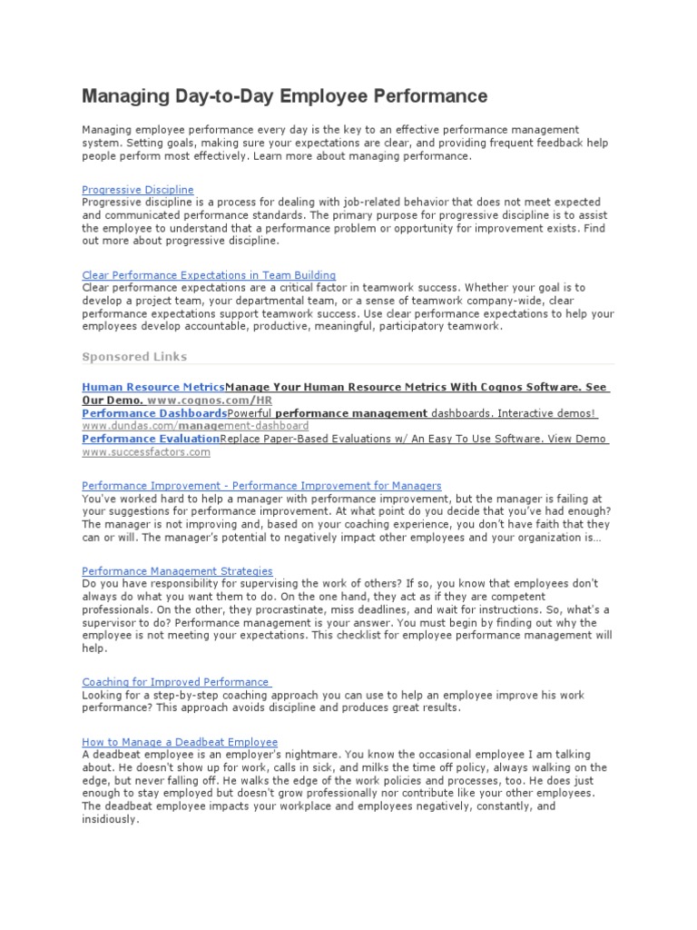 Employee Performance | PDF | Leadership | Performance Management