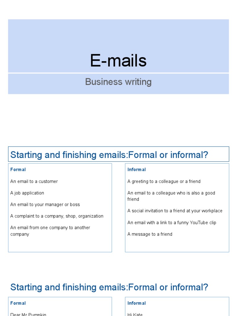 E - Mail - Presentation (Business Writing) | PDF