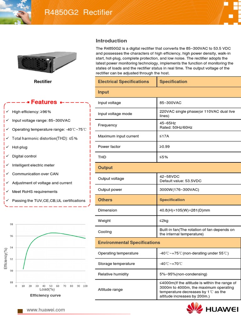 Documentation Huawei R4850G2 - 0001 | PDF | Rectifier | Electromagnetism