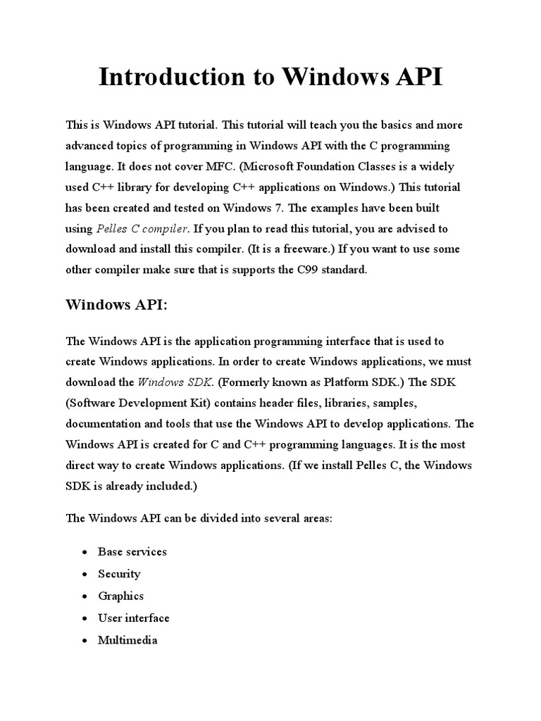 Introduction To Windows API | PDF | Microsoft Windows | Application ...