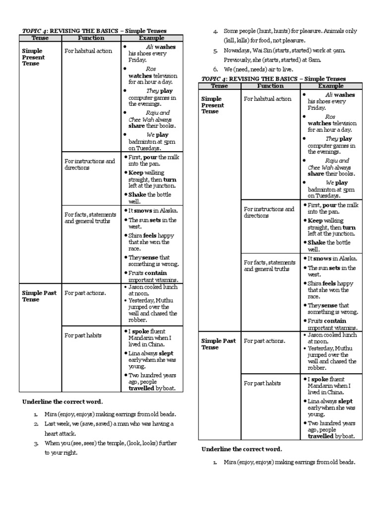 Basics - Simple Tenses | PDF