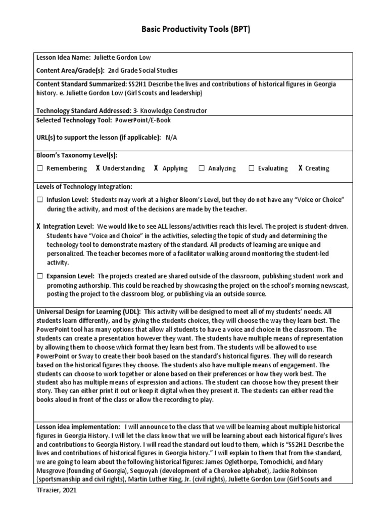 2nd Grade Social Studies: Juliette Low | PDF | Pedagogy | Behavior ...