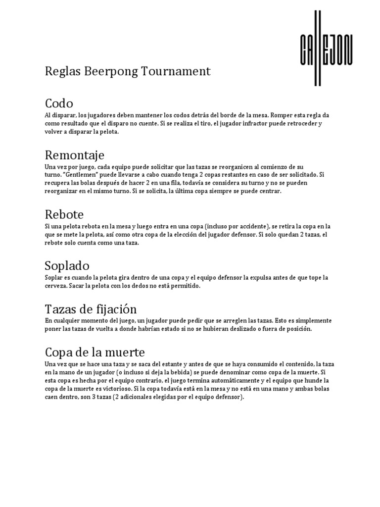 Lista De Reglas Del Beer Pong Reglas Del Beer Pong | PDF | Cocina,