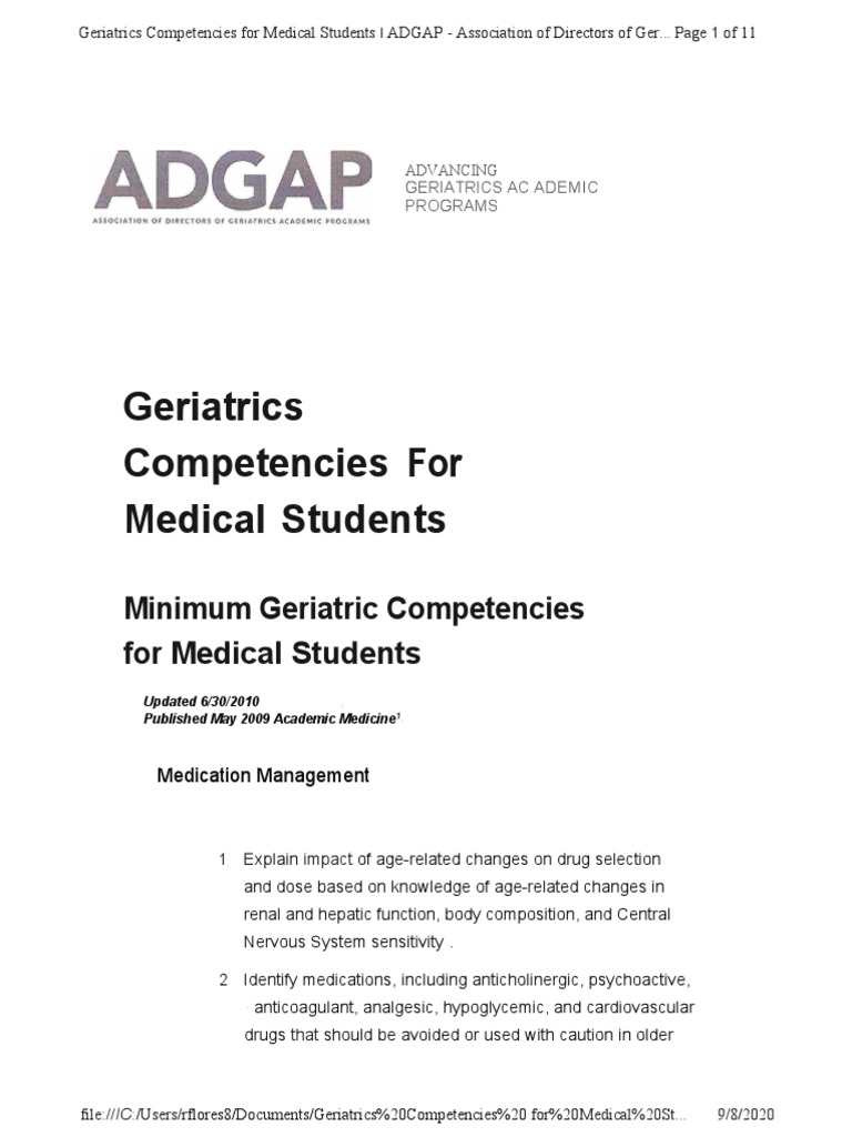 Medical Student Geriatric Competencies | PDF | Geriatrics | Palliative Care