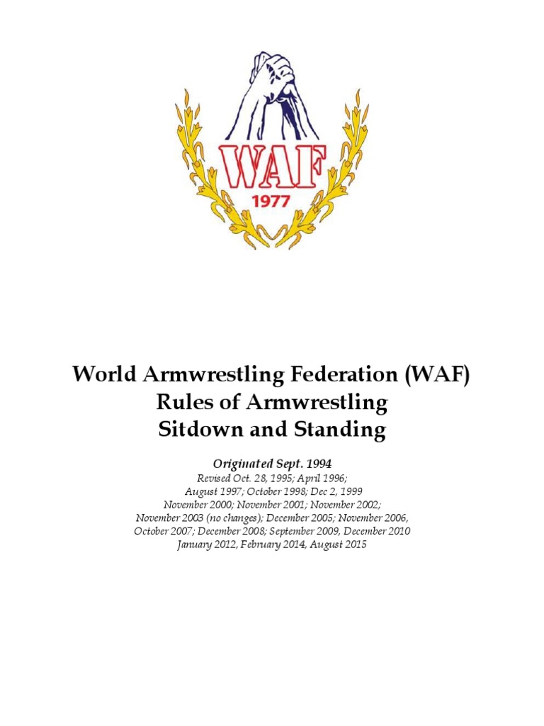 WAF Armwrestling Rules & Regulations 2015 | PDF | Sports