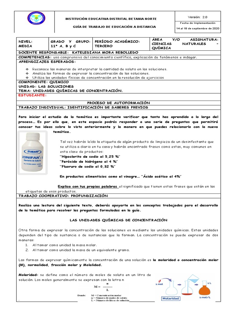 Quimica Pdf Concentración Mole Unidad