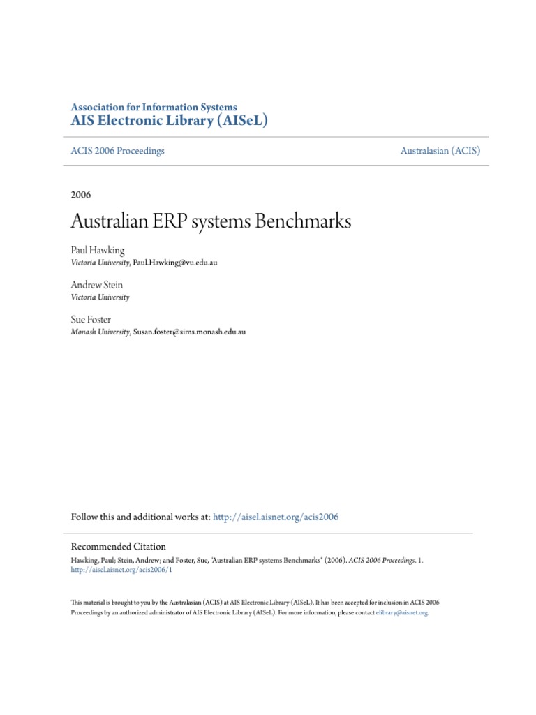 Australian ERP Systems Benchmarks | PDF | Total Cost Of Ownership ...