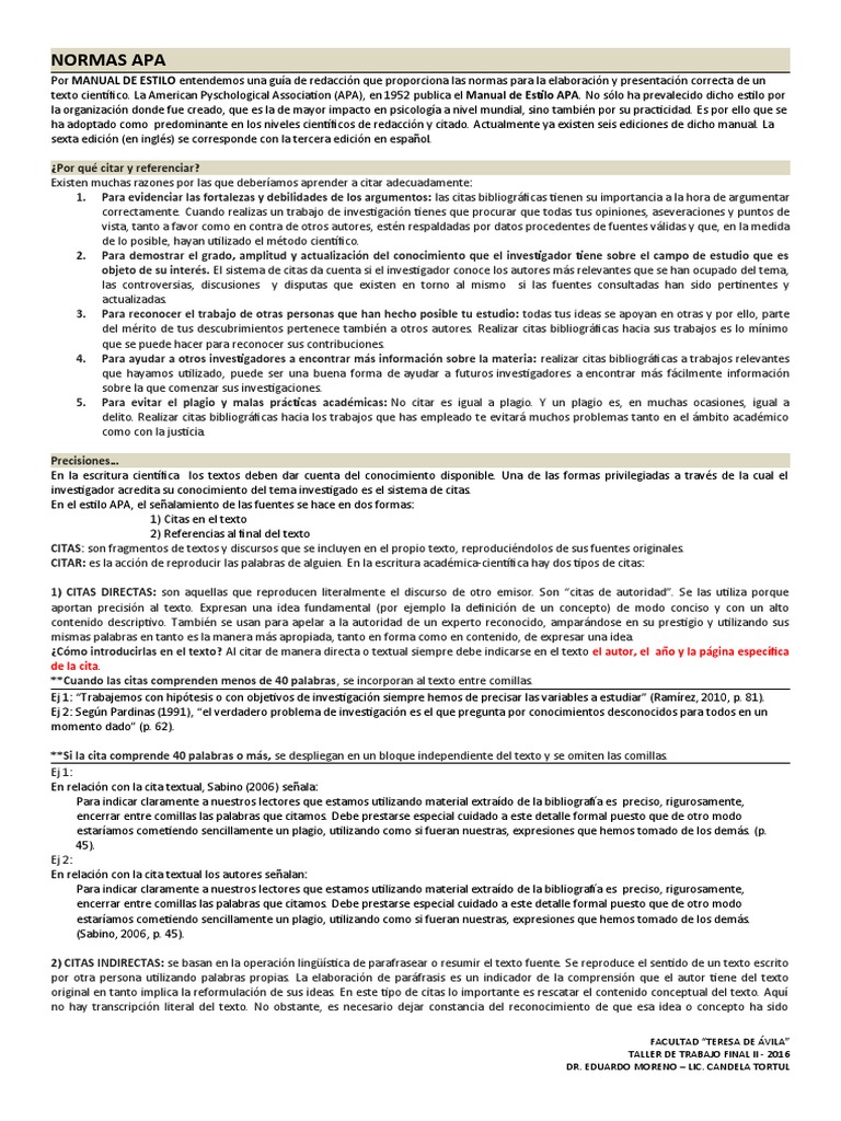 Instructivo Normas Apa - Tif Ii 2016 | PDF | Estilo apa | Plagio