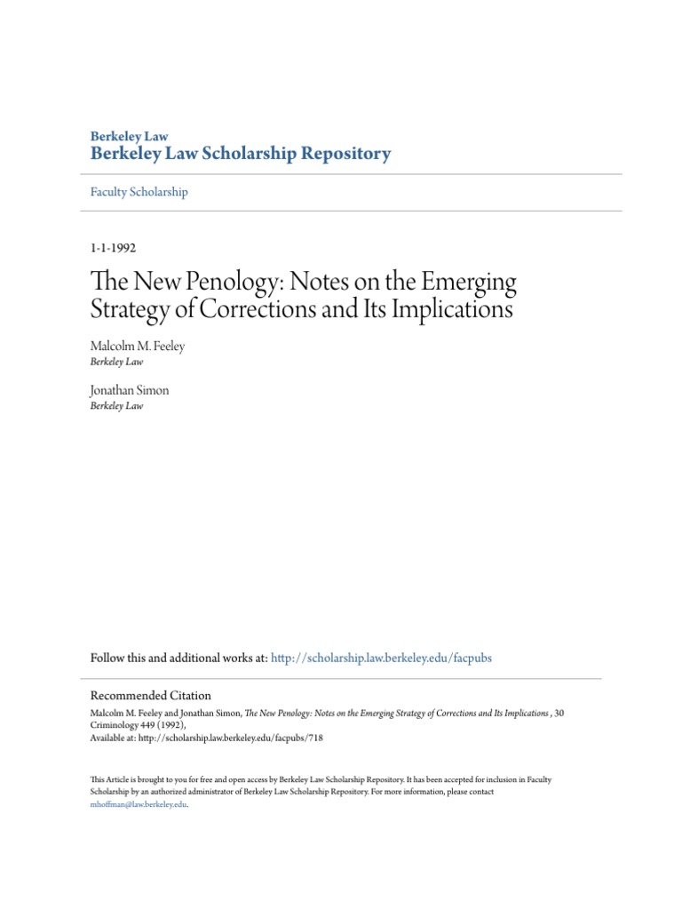 Aula 5 (Complementar) - FEELEY, M. SIMON, J. The New Penology (1992 ...