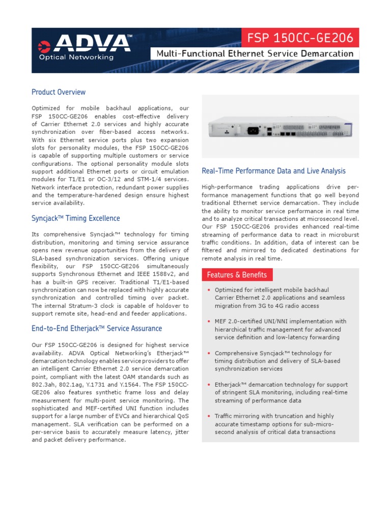 FSP 150CC-GE206: Multi-Functional Ethernet Service Demarcation | PDF ...
