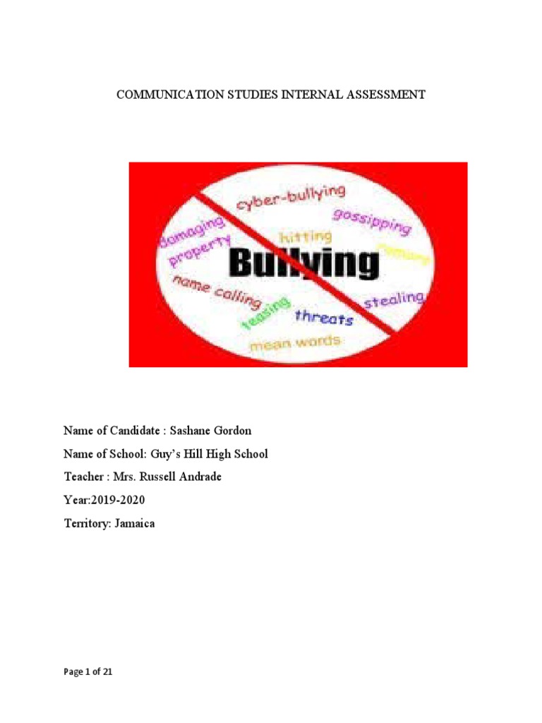 Communication Studies IA | PDF | Bullying | Aggression