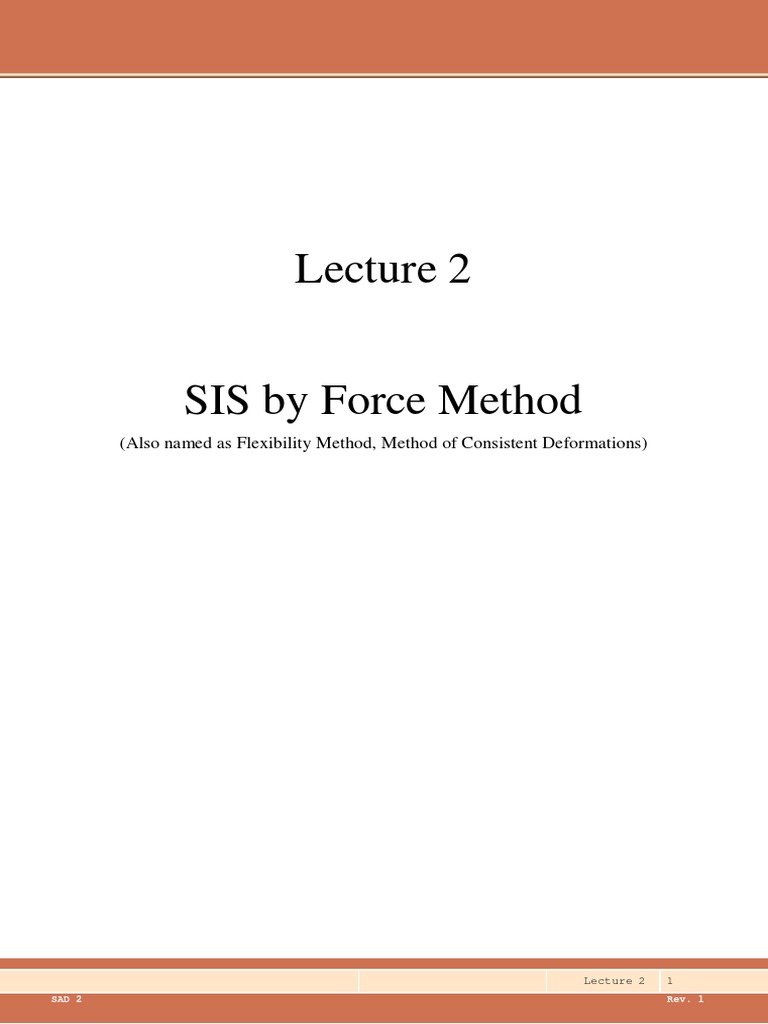 Lecture 2 - SIS by Force Method | PDF | Bending | Beam (Structure)