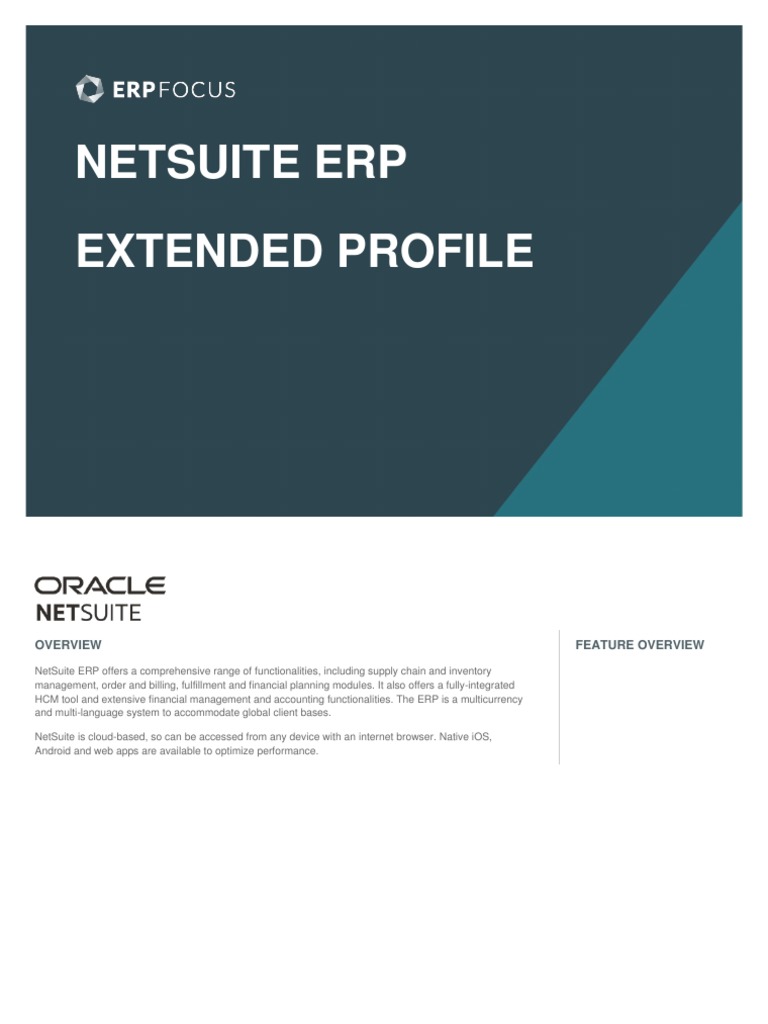 Comprehensive overview of NetSuite ERP features | PDF