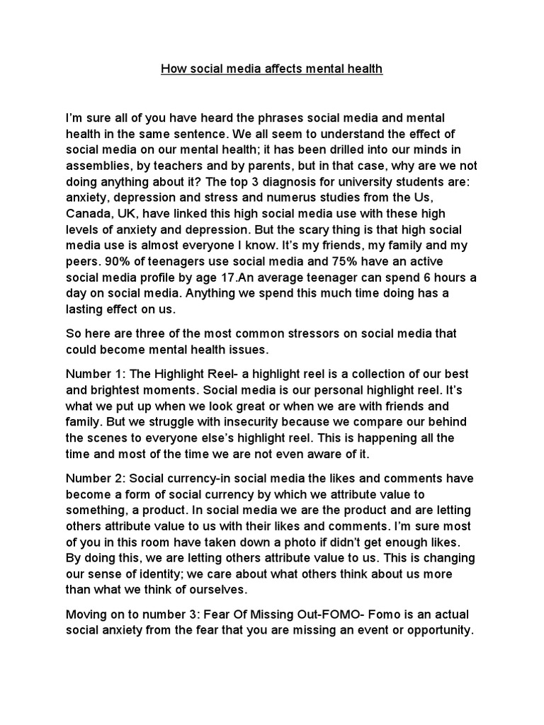 How Social Media Affects Mental Health | PDF | Social Media | Popular ...