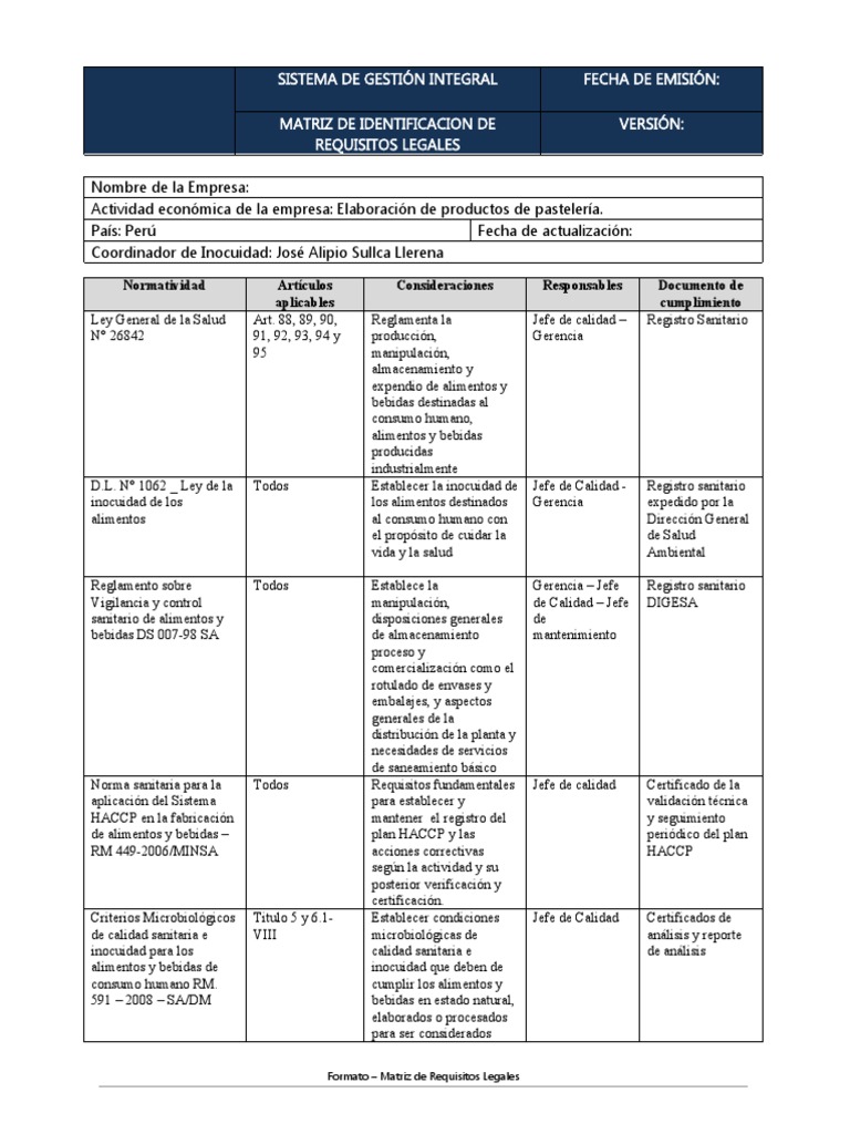 Formato Matriz Legal | PDF | Análisis de Riesgo y Puntos Críticos de ...