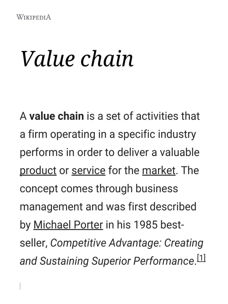 Value Chain - Wikipedia | PDF | Value Chain | Business Process