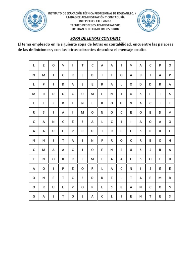 Sopa de Letras Contable | PDF | Contabilidad | Economias
