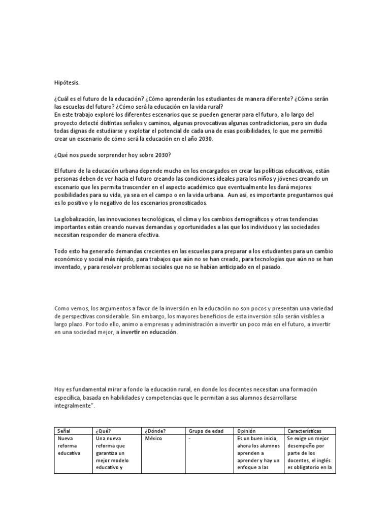 Final Futuros ¡Viva Jim Dator! | PDF | Educación primaria | La ...