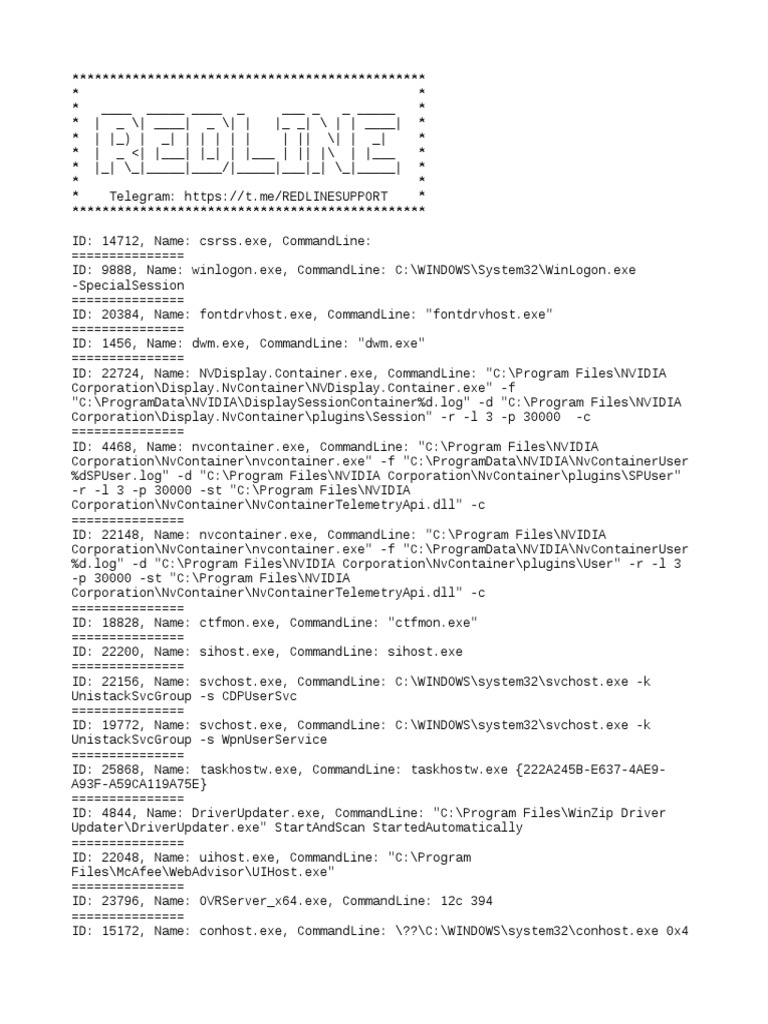 Process List | PDF | Command Line Interface | Microsoft Windows