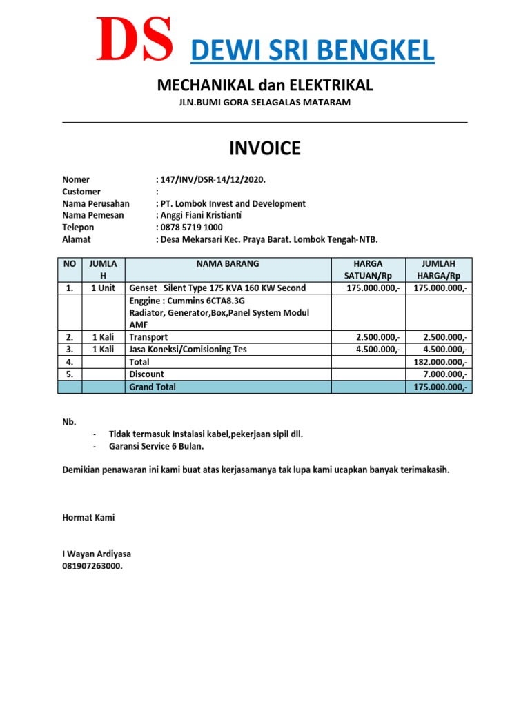 Invoice 175 Kva | PDF