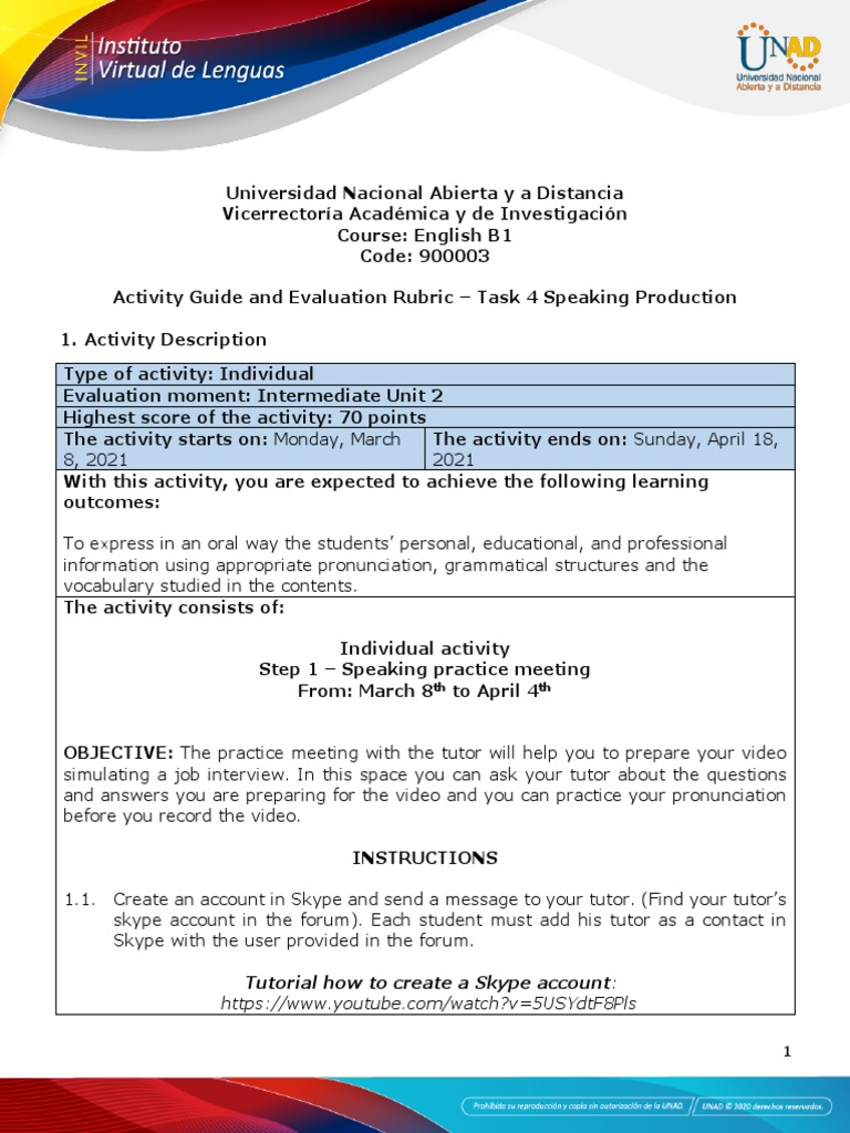 Activ Unit 2 - Task 4 - Speaking Production | PDF | Fluency | Learning