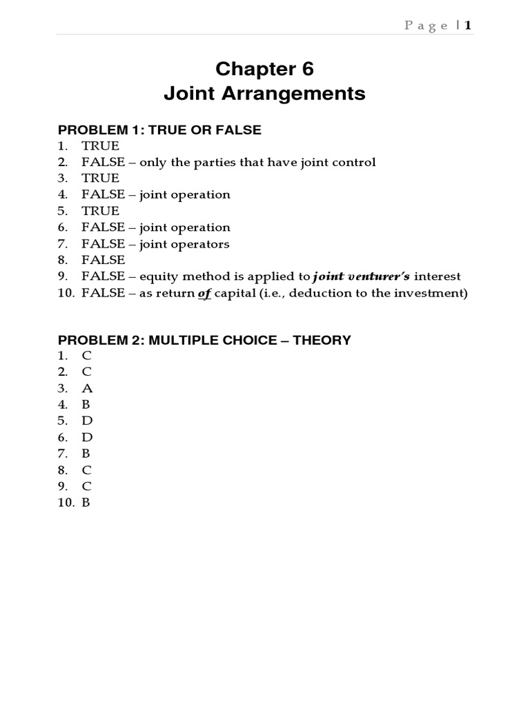 Joint Arrangement Problems and Solutions | PDF | Debits And Credits ...