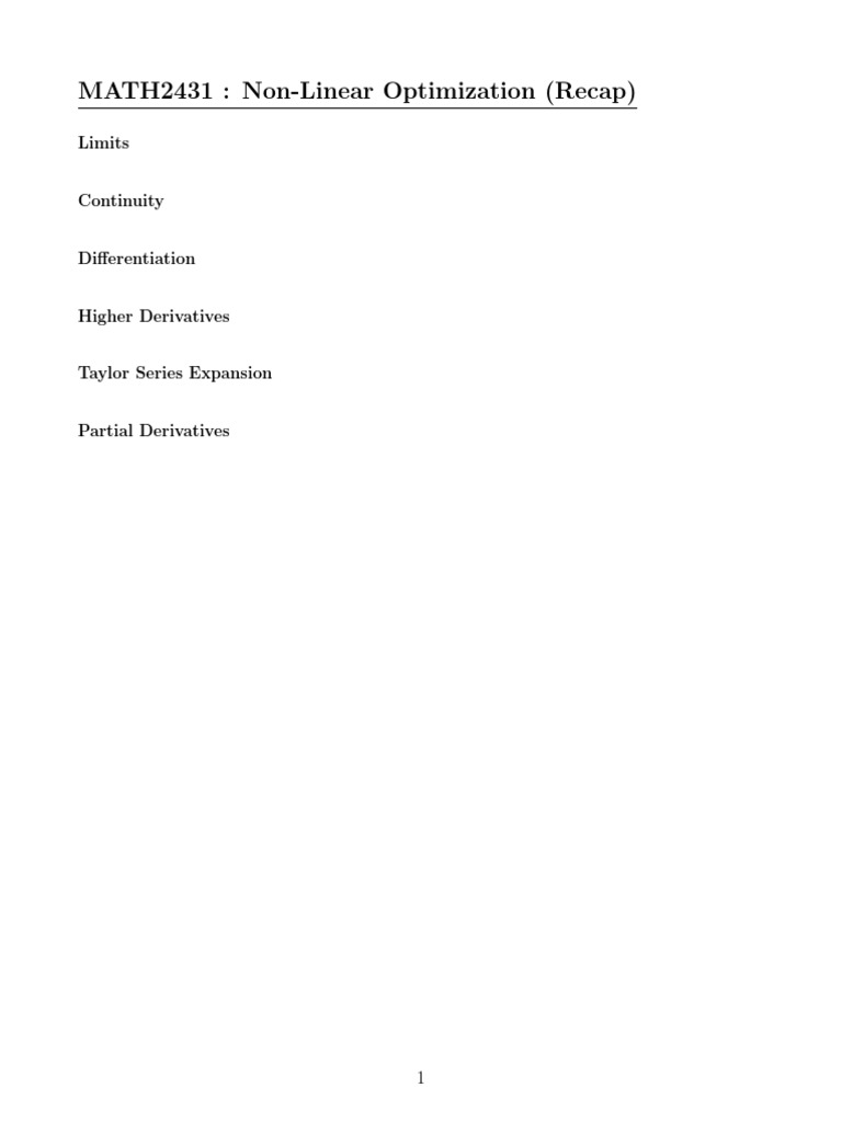 Non Linear Optimization Modified | PDF | Maxima And Minima | Mathematical Optimization