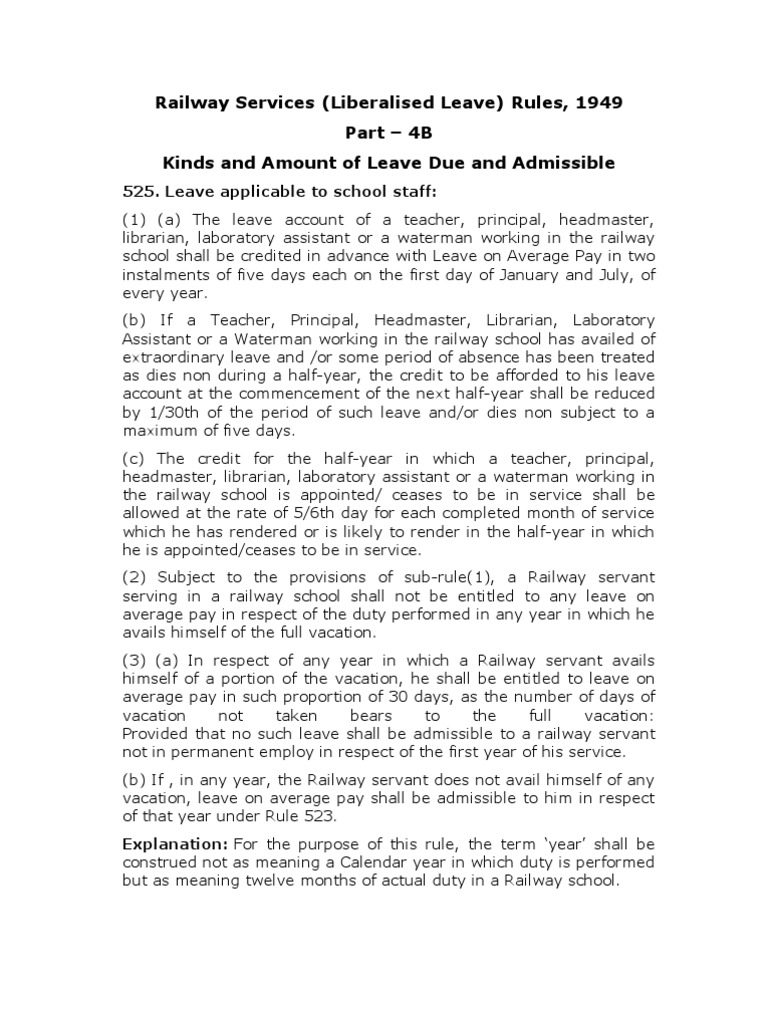 Railway Leave Rules for School Staff | PDF | Common Law | Virtue