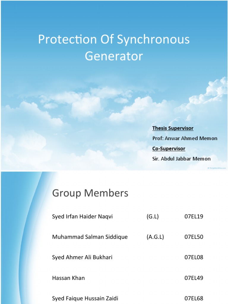 Protection of Synchronous Generator: Thesis Supervisor | PDF | Electric ...