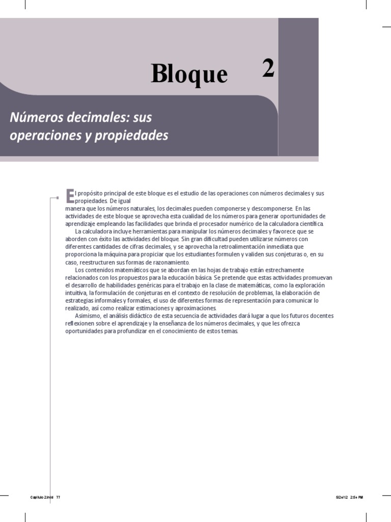 Numeros Decimales Sus Operaciones y Propiedades | PDF | Notación Matemática | Matemática Elemental